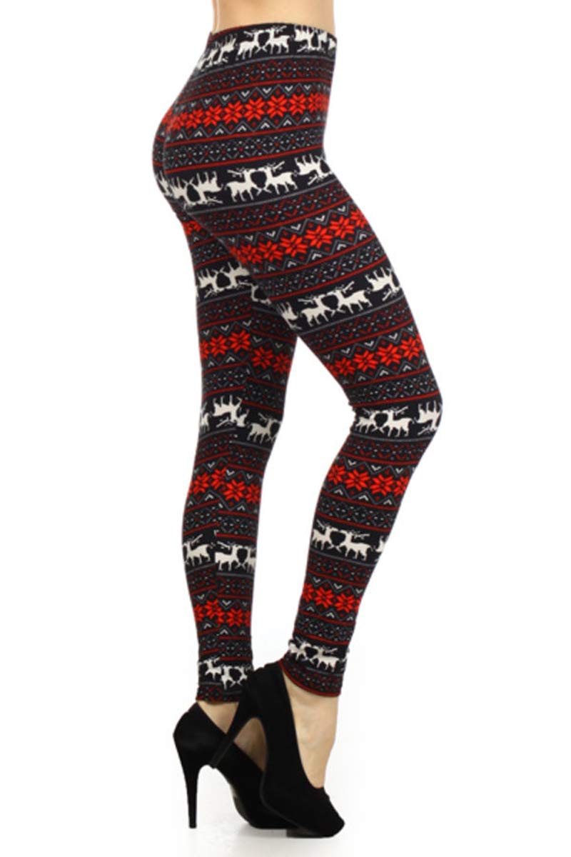 Leggings Depot Women's High Waist Novelty Christmas Holiday Print Leggings-Full Length-N004, Christmas Rush, Plus Size