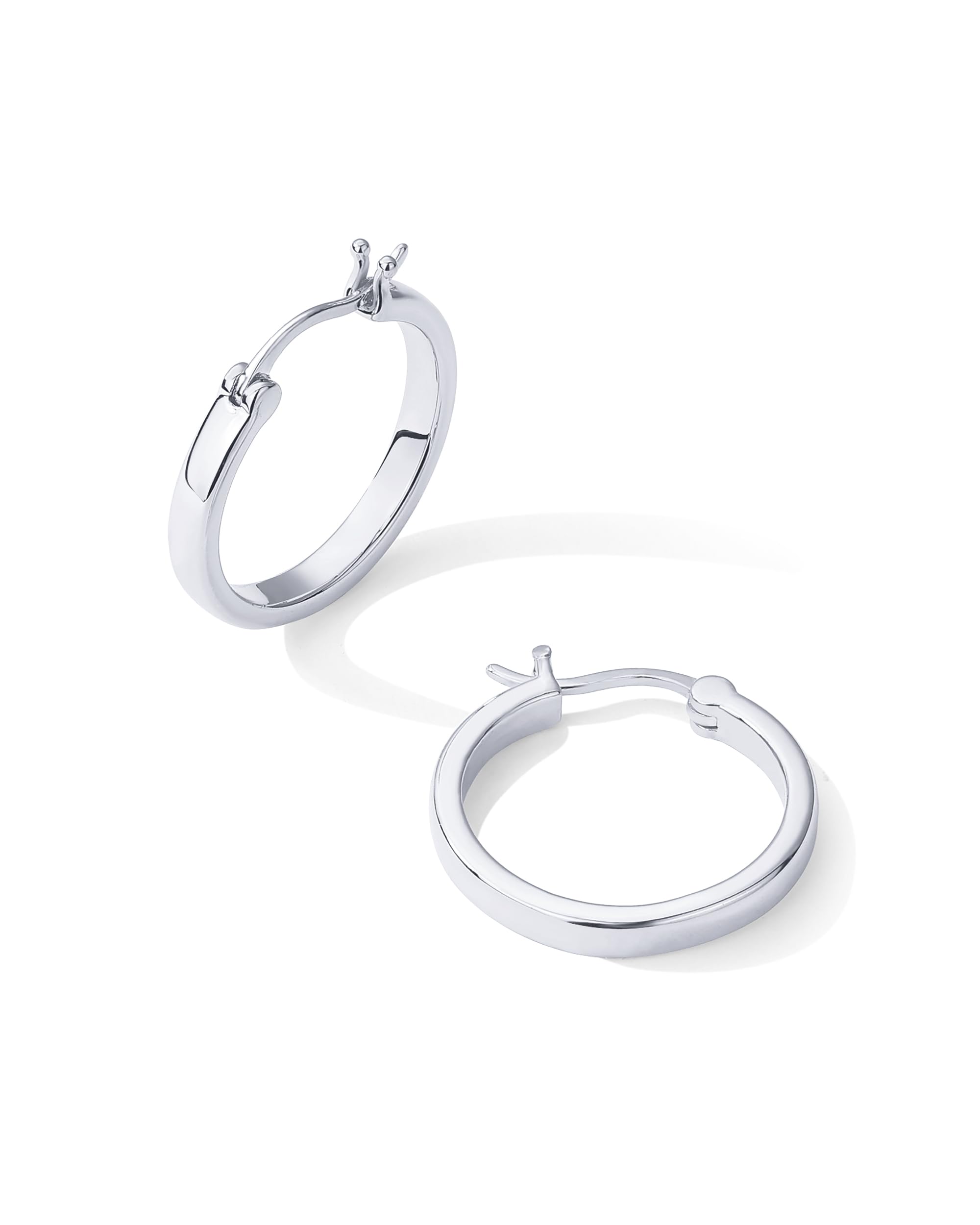 PAVOI Womens 14K Gold Plated - White Gold 925 Sterling Silver Post Lightweight Hoop Earrings