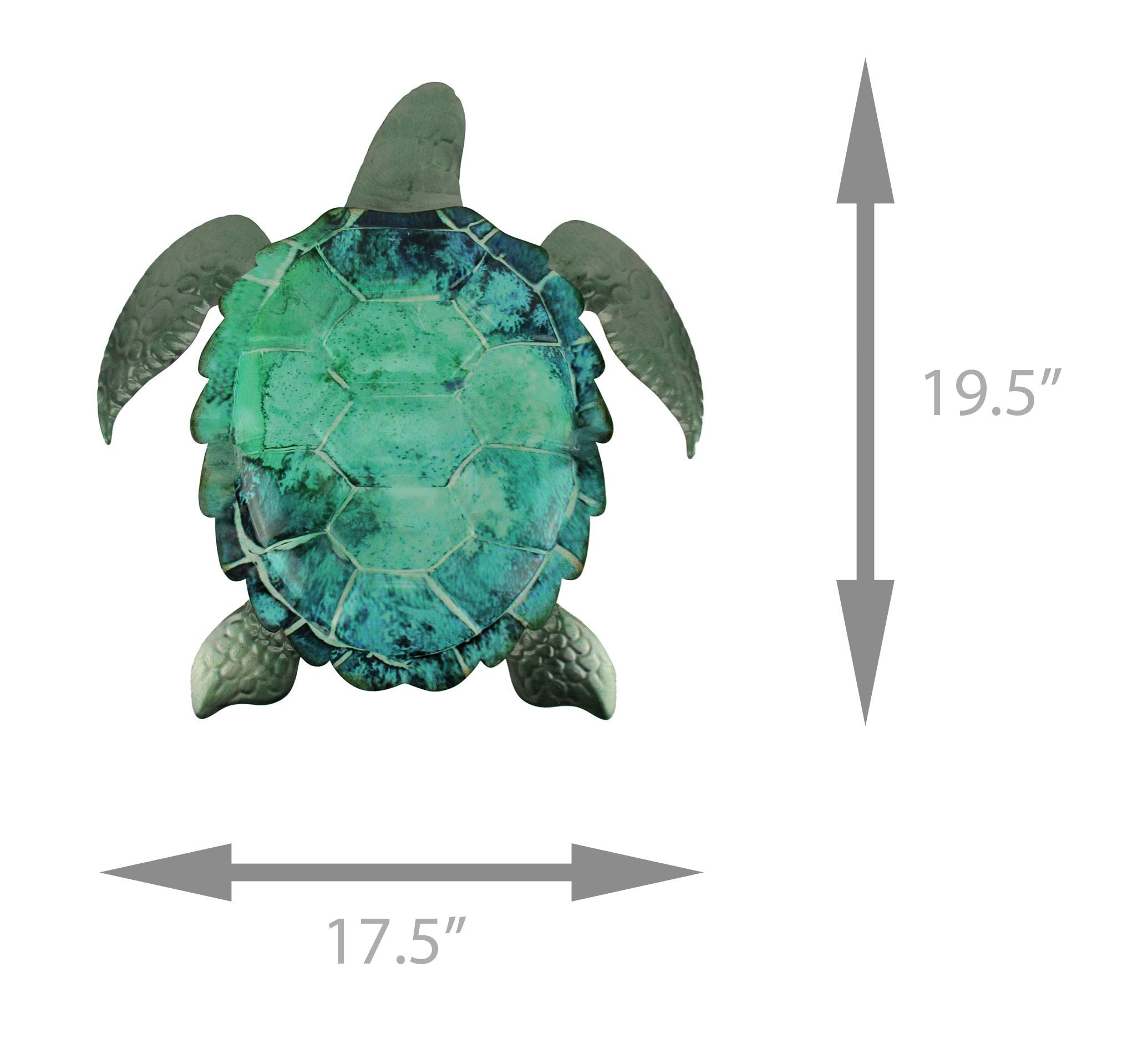 Chesapeake Bay Ltd Ocean Green Metal Sea Turtle Wall Sculpture Coastal Art 19.5 Inches High