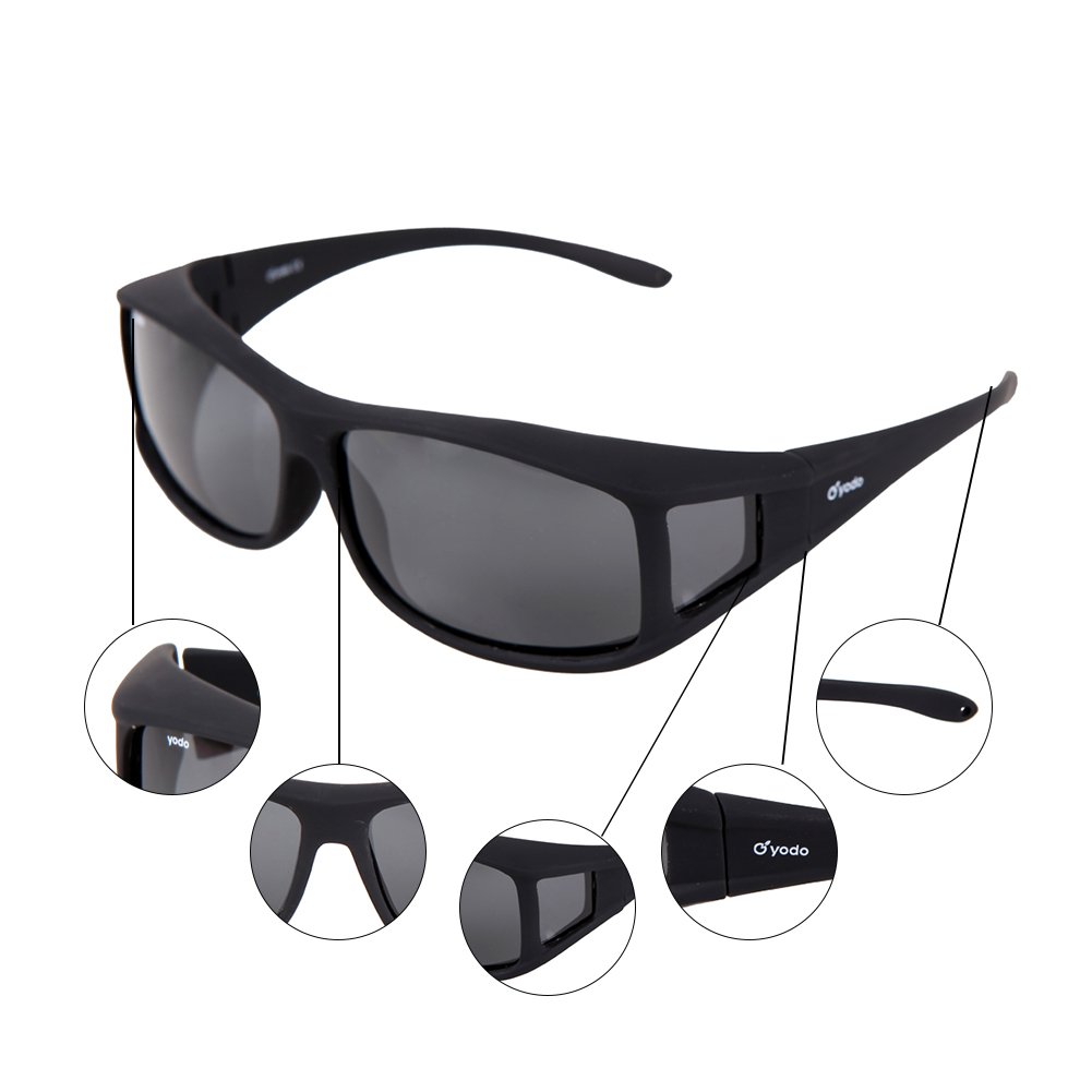 yodo Fit Over Glasses Sunglasses with Polarized Lenses for Men and Women,Smoke