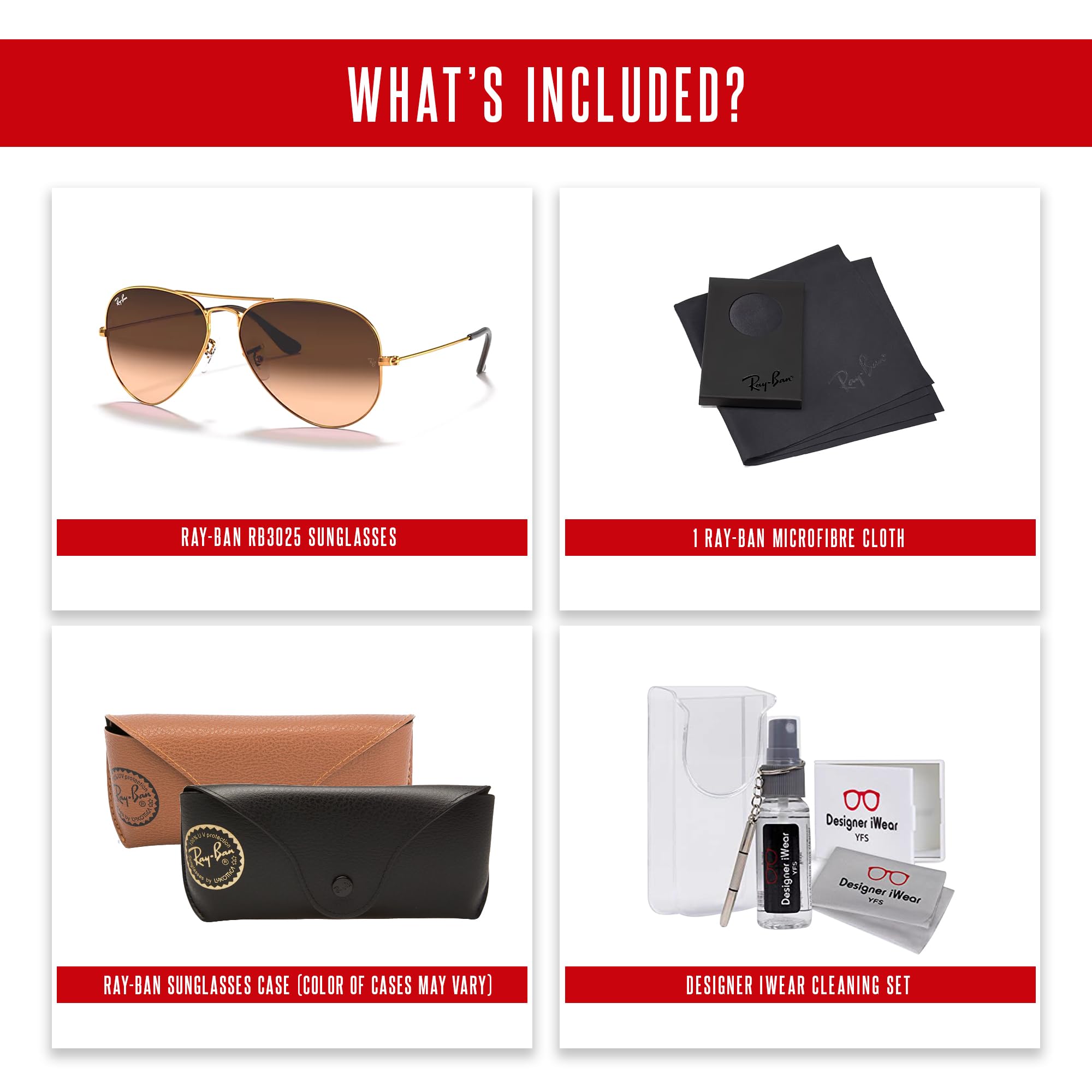 Ray-Ban RB3025 Aviator Evolve 9001A5 55M Shiny Light Bronze/Crystal Lens Pink Brown Gradient Sunglasses For Men For Women + BUNDLE with Designer iWear Kit