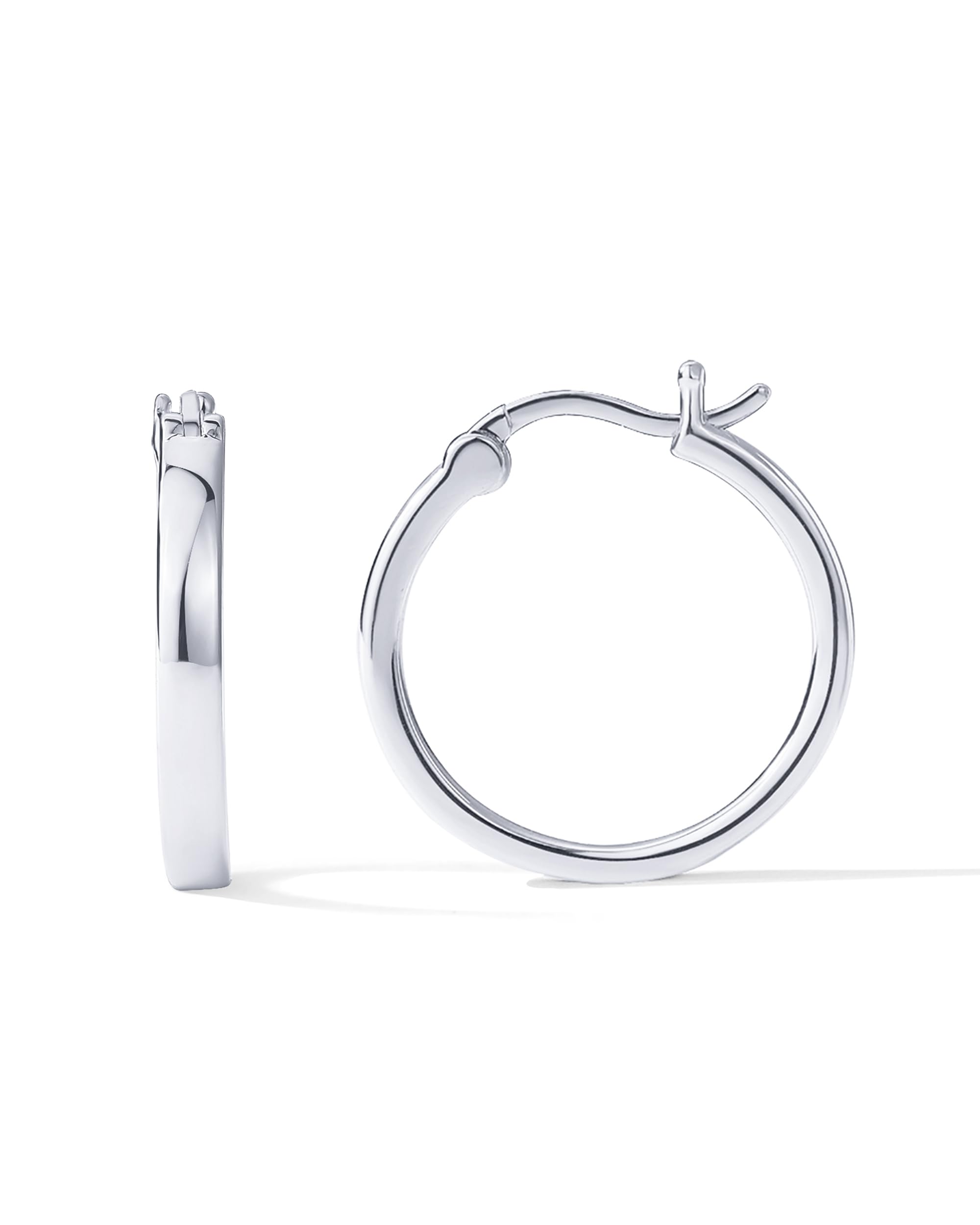 PAVOI Womens 14K Gold Plated - White Gold 925 Sterling Silver Post Lightweight Hoop Earrings