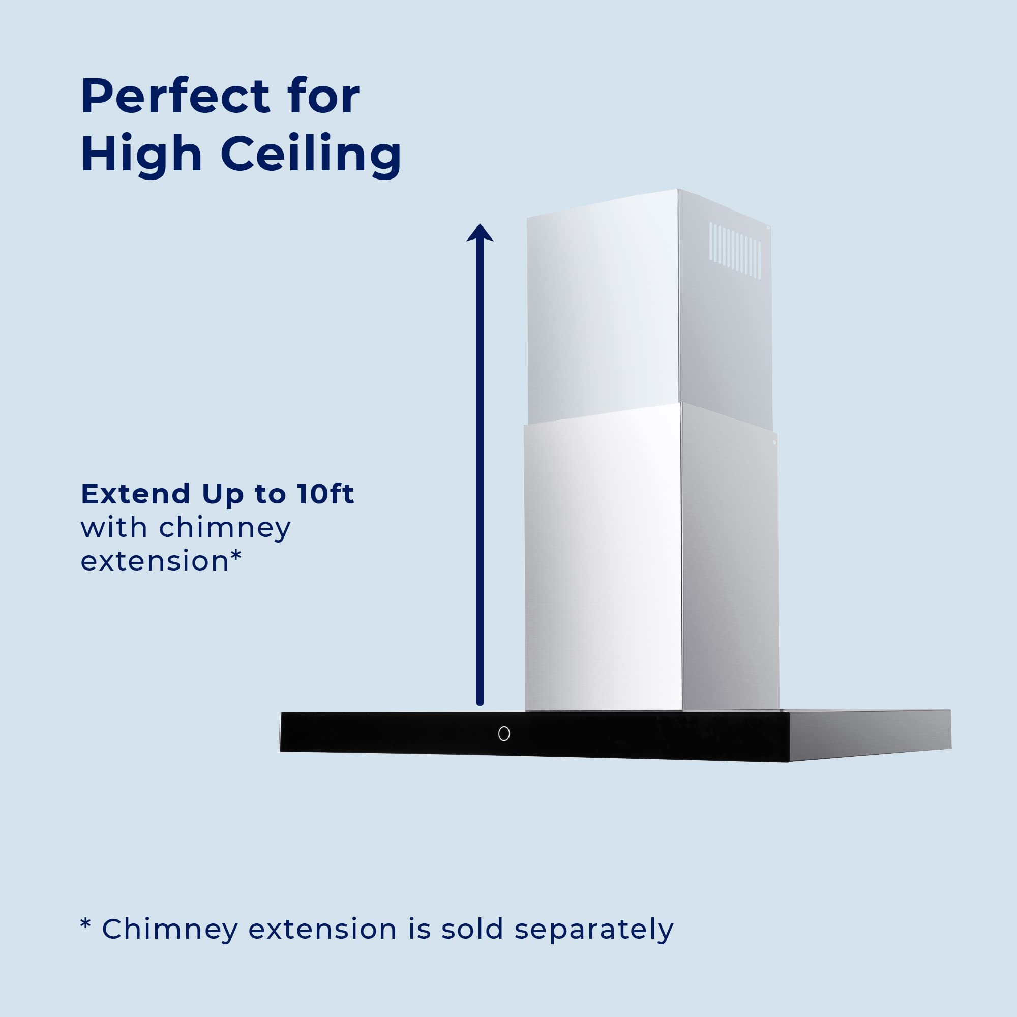 Hauslane Wall Mounted Range Hood 36 Inch WM-739, Powerful Suction, Wall Mount Kitchen Vent, Stainless Steel, Black Glass Panel, 3 Speed Touch Control, Baffle Filter Vented or Ventless 6" Duct