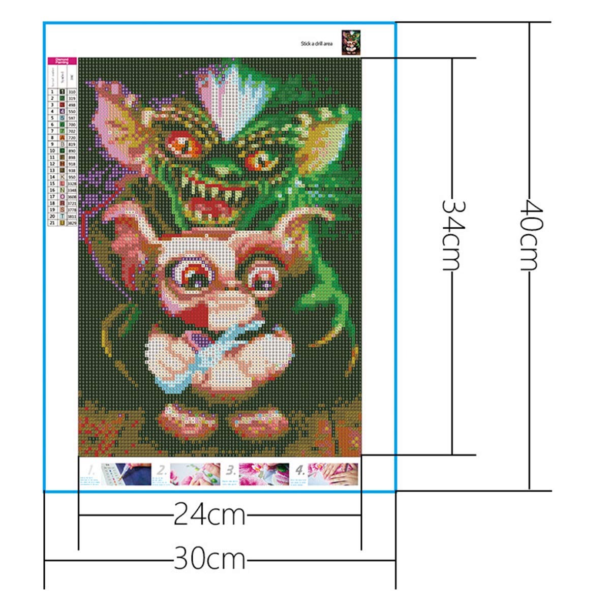 DIY 5D Full Drill Diamond Painting Kits for Adults Kids, Crystal Rhinestone Diamond Embroidery Paintings Arts Craft Home Wall Decor (Gremlins, 11.8 x 15.8 Inch)