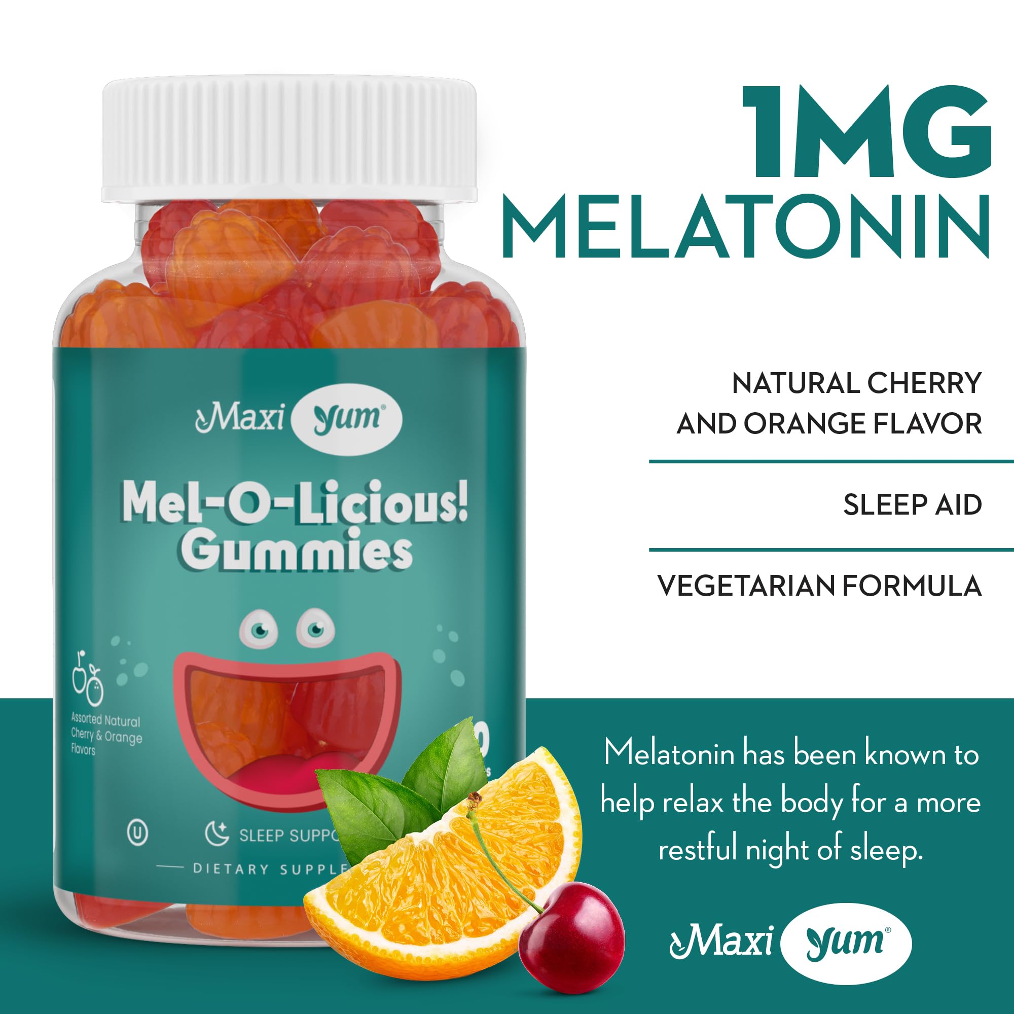 Melatonin Gummies for Kids - 1mg Chewable Melatonin Gummy - Restful Nighttime Support Supplement - Children and Adult Melatonin Gummies 1mg, 60 Count (60 Count, Gummies)