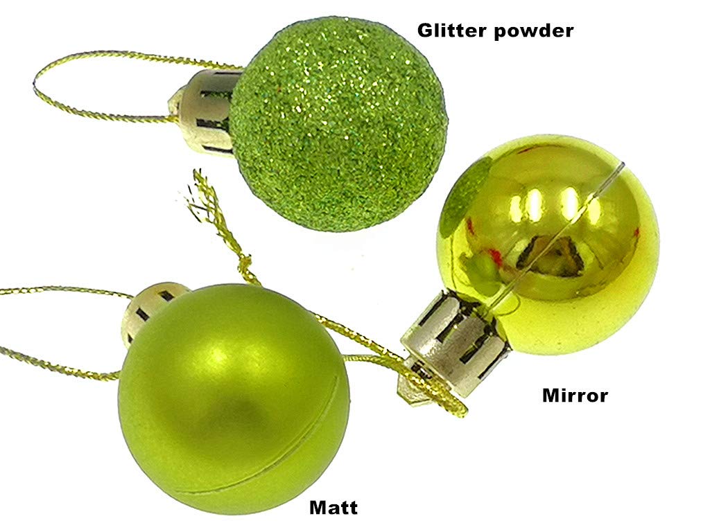 ALIMITOPIA 24pcs Christmas Ball Baubles 1.2 inches Shatterproof Plastic Hanging Balls Pendant for Xmas Tree Decoration (Tiny Size;Lime Green)