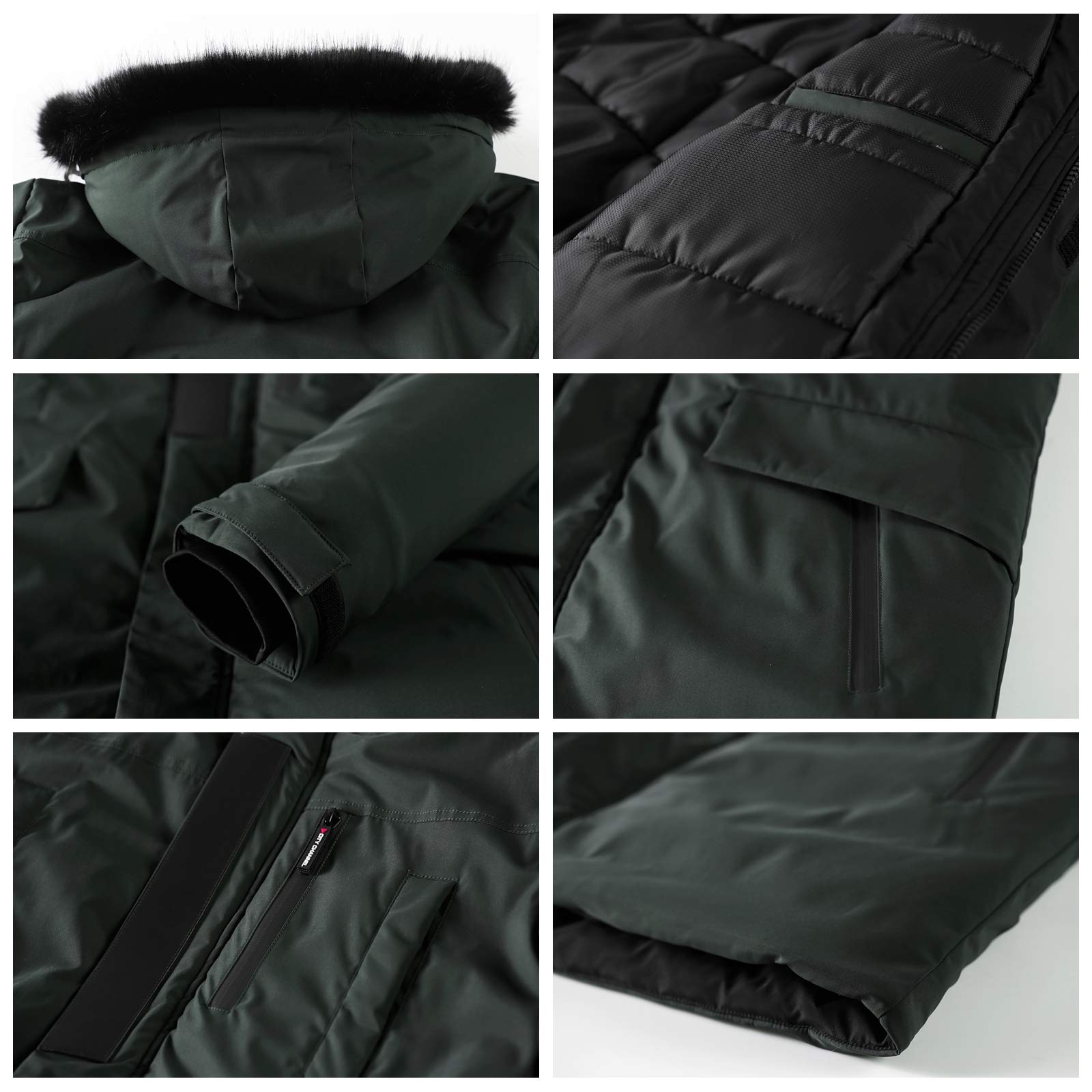 WEEN CHARM Men's Warm Parka Ski Jacket Water Resistant Puffer Jacket Long Winter Coat with Removable Faux Fur Hood