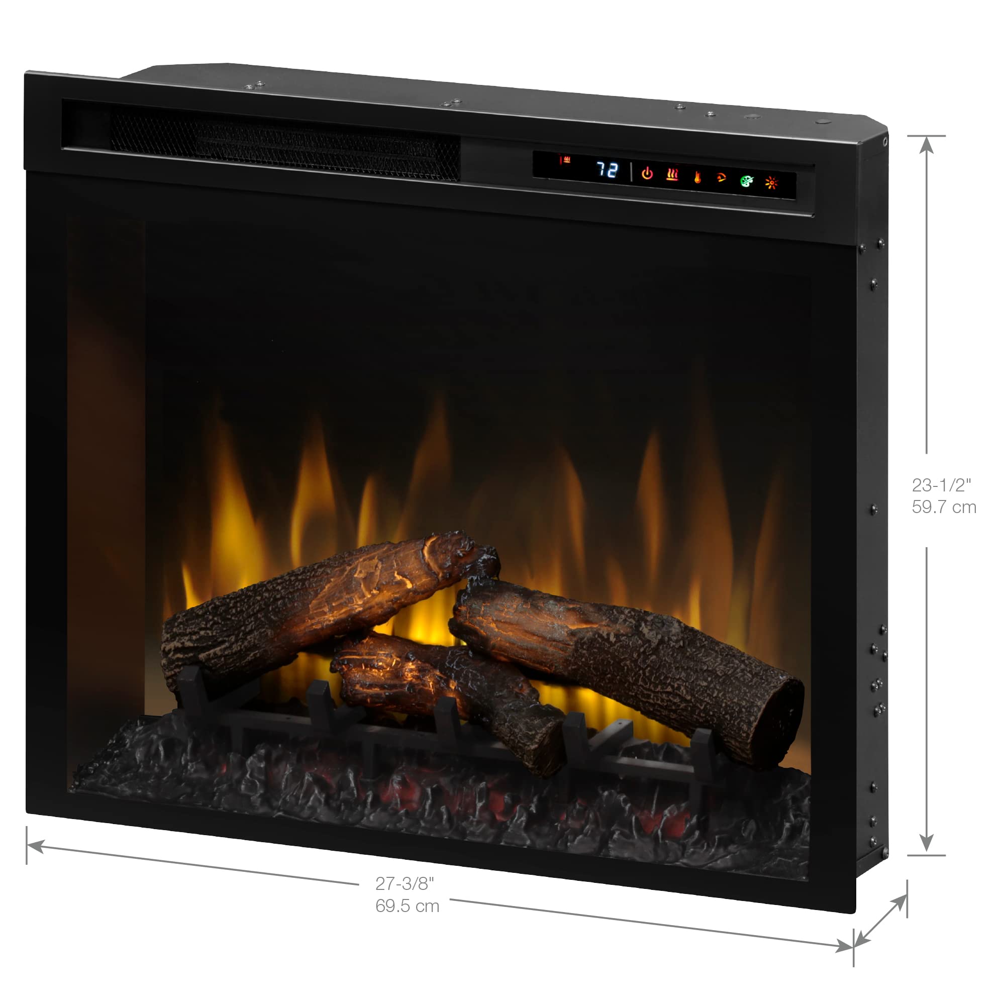 Dimplex 28 Inch Built-in Electric Fireplace - Multi-Fire XHD Firebox with Logs and Realistic Multi-Color Flames | Model: XHD28L