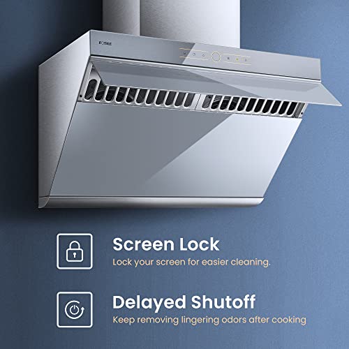 FOTILE JQG7501.G 30" Range Hood | Unique Side-Draft Design for Under Cabinet or Wall Mount | Modern Kitchen Vent Hood | Powerful Motor | LED Lights | Silver Grey Tempered Glass Surface