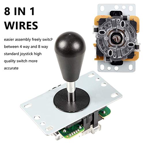 EG STARTS 2 Player Arcade Joystick DIY Parts 2X USB Encoder + 2X Ellipse Oval Joystick Hanlde + 18x American Style Arcade Buttons for PC, MAME, Raspberry Pi, Windows System (Black & White)