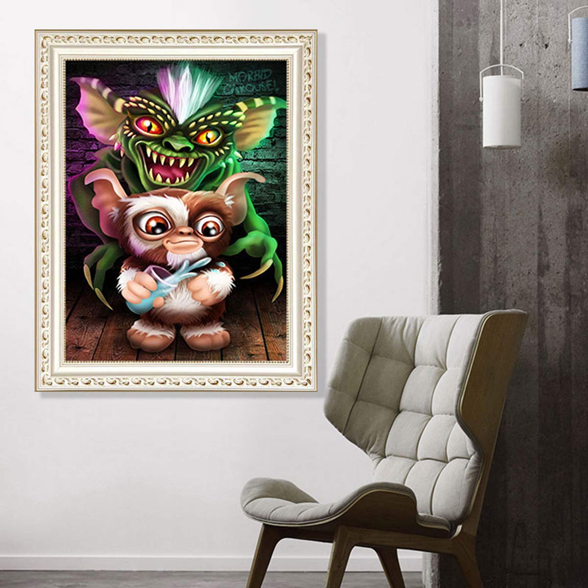 DIY 5D Full Drill Diamond Painting Kits for Adults Kids, Crystal Rhinestone Diamond Embroidery Paintings Arts Craft Home Wall Decor (Gremlins, 11.8 x 15.8 Inch)