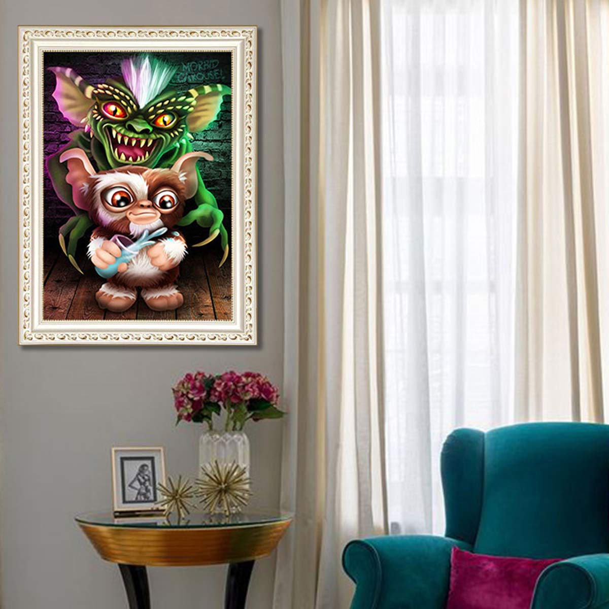 DIY 5D Full Drill Diamond Painting Kits for Adults Kids, Crystal Rhinestone Diamond Embroidery Paintings Arts Craft Home Wall Decor (Gremlins, 11.8 x 15.8 Inch)