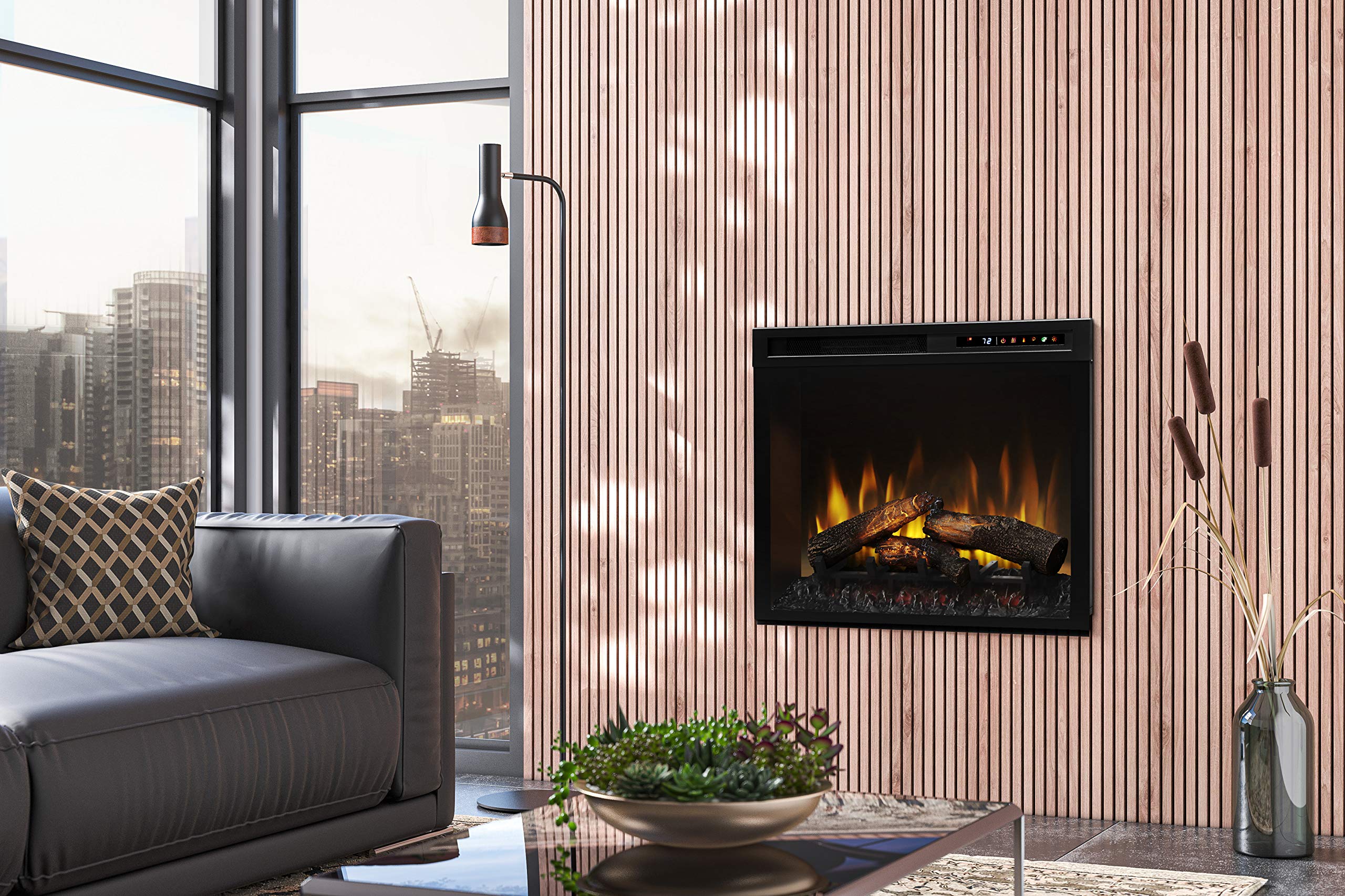 Dimplex 28 Inch Built-in Electric Fireplace - Multi-Fire XHD Firebox with Logs and Realistic Multi-Color Flames | Model: XHD28L