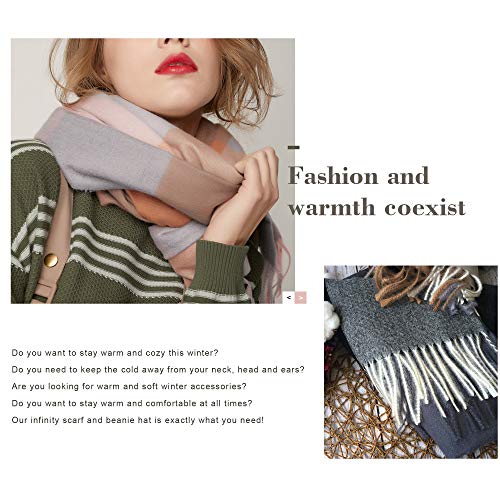 SOJOS Classic Plaid Tartan Cashmere Scarf for Women Men Soft Scarves SC316 with Pink and Blue Plaid