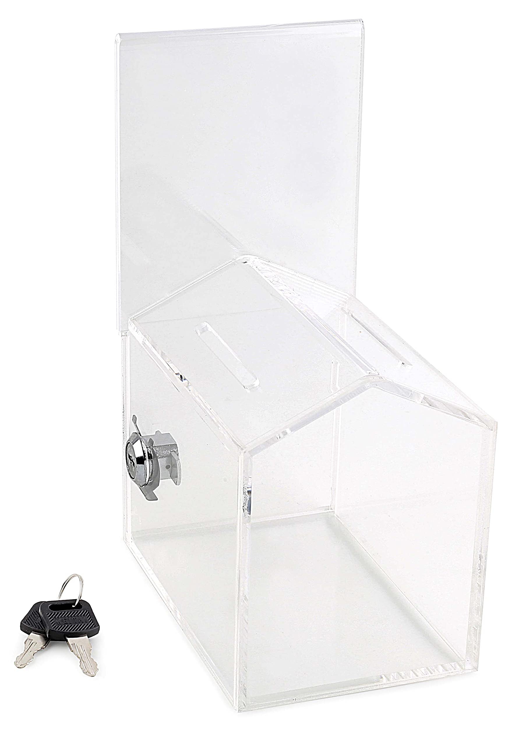MCB Animal Dog House Charity Donation Collection Box with Display Sign Holder with Cam-lock and 2 Keys (Clear)