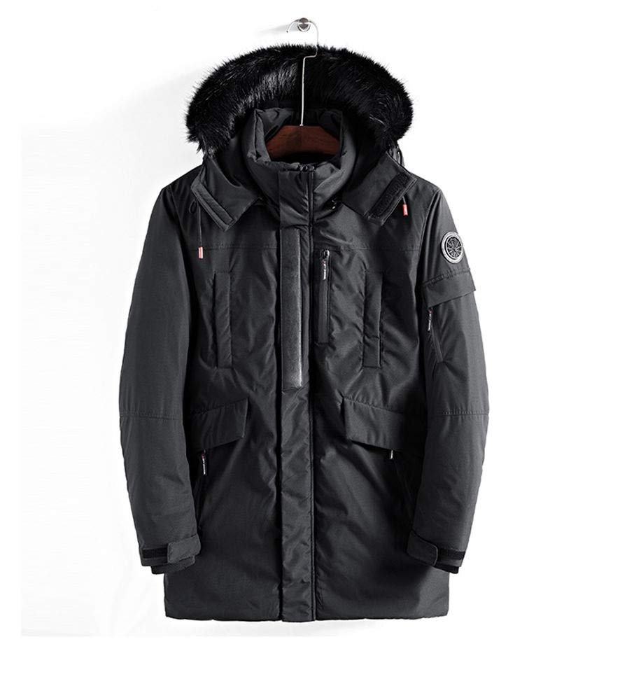 WEEN CHARM Men's Warm Parka Ski Jacket Water Resistant Puffer Jacket Long Winter Coat with Removable Faux Fur Hood