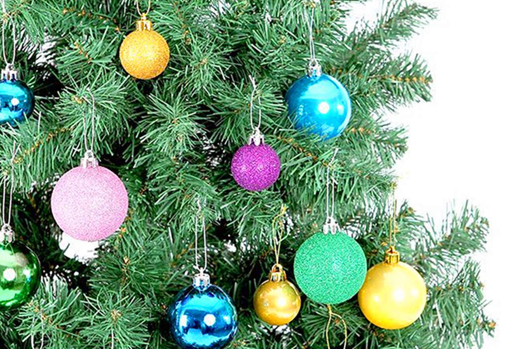 ALIMITOPIA 24pcs Christmas Ball Baubles 1.2 inches Shatterproof Plastic Hanging Balls Pendant for Xmas Tree Decoration (Tiny Size;Lime Green)