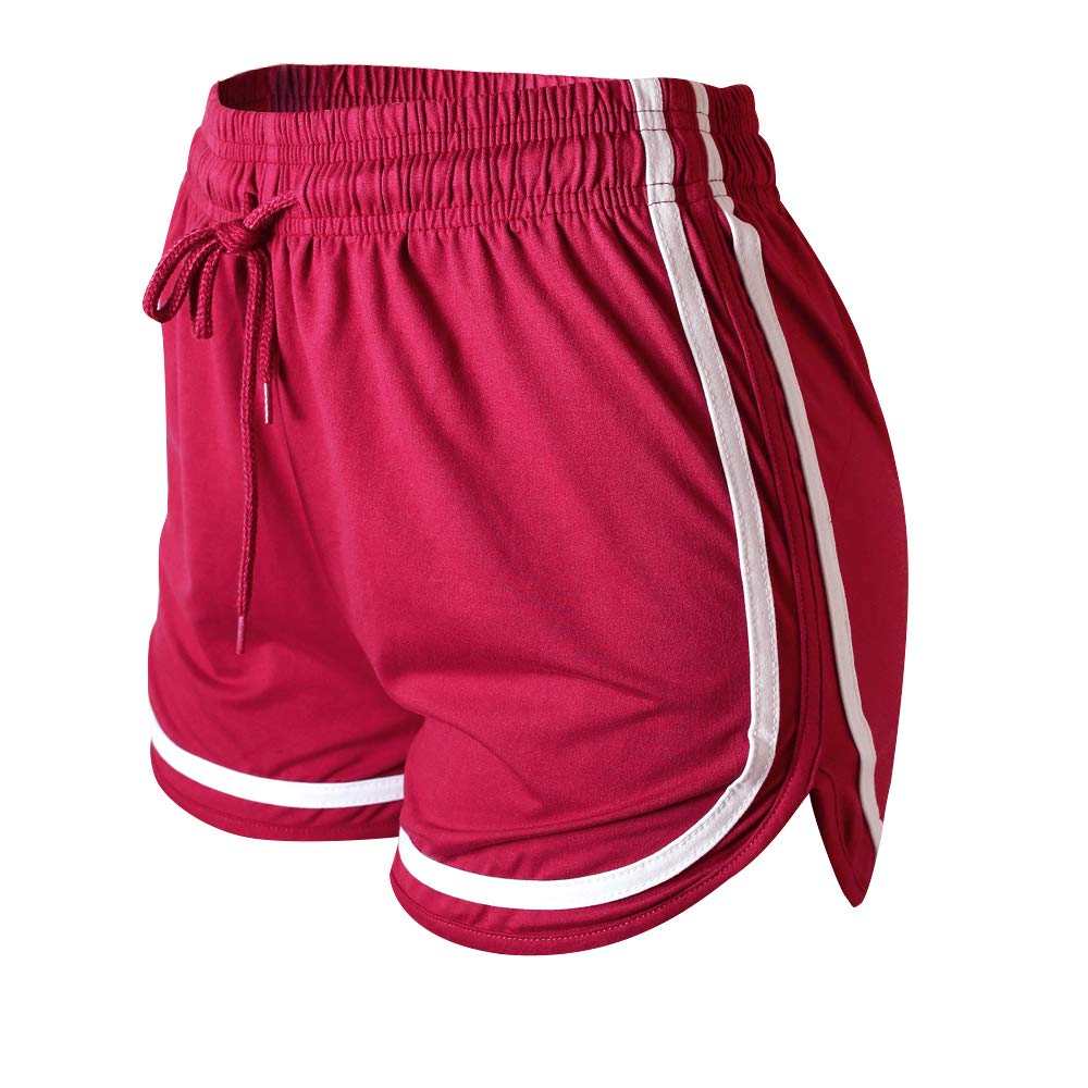 VALINNA Women's Athletic Yoga Running Workout Shorts Lounge Short Pants (L/XL (26" - 33"), Red)