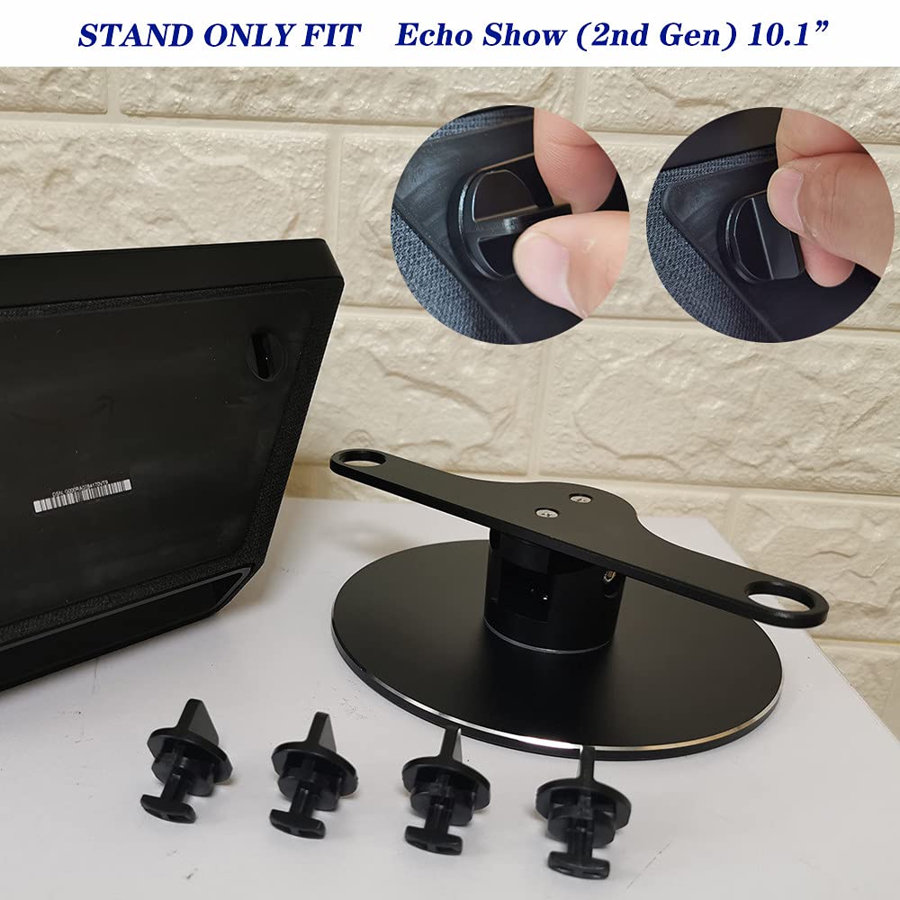 ATOPHK Echo Show 10 Stand Aluminum Swivel Stand for Amazon New Echo Show 2nd Gen Speaker Accessories Horizontal 360 Rotation Longitudinal Angle Change Base Lazy Susan Black ES007-01