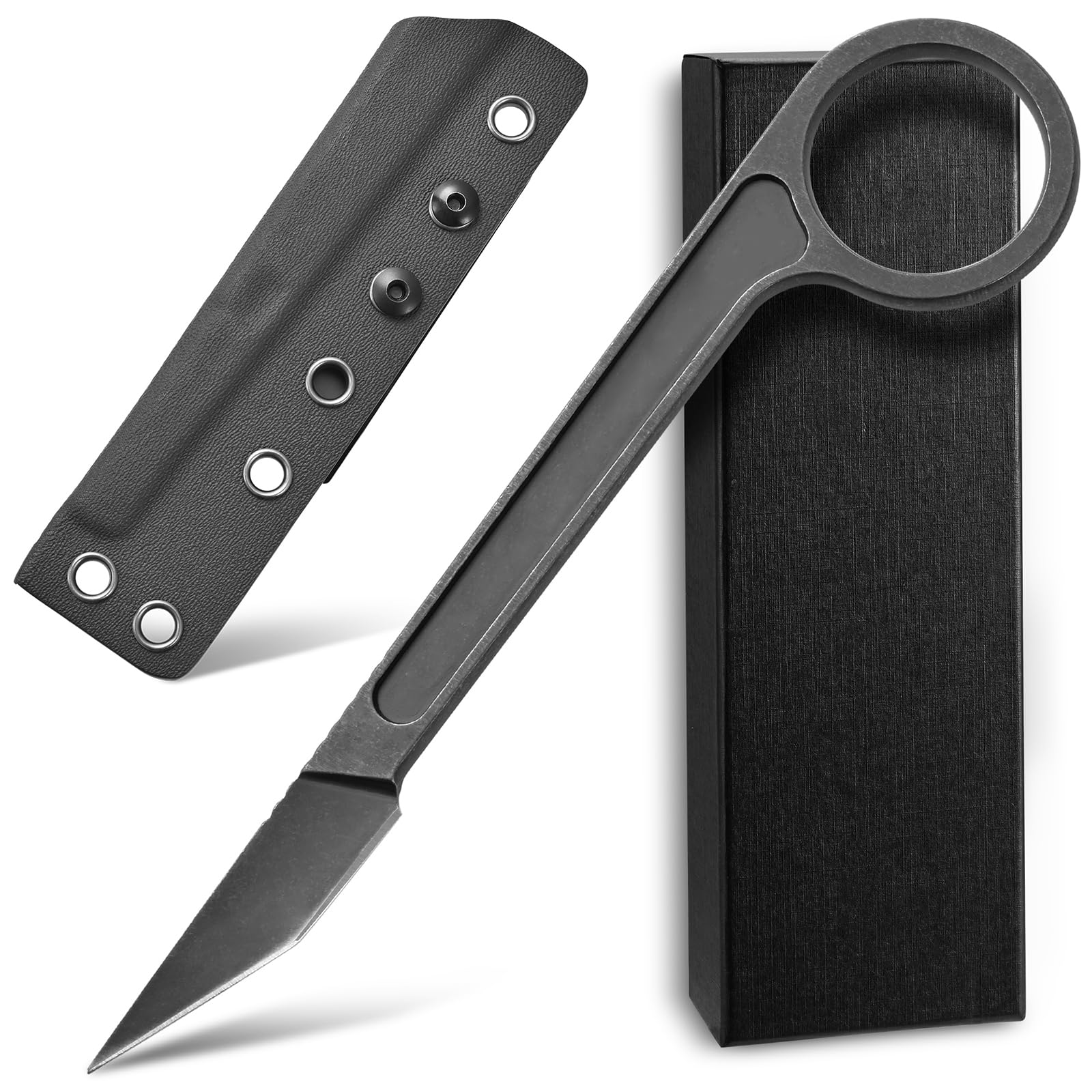 Ccanku C1104 Fixed Blade Knife D2 Blade+Stainless Steel Handle Fixed Blade Knife for Hunting, Survival, Camping Outdoor Utility Knife with K Sheath