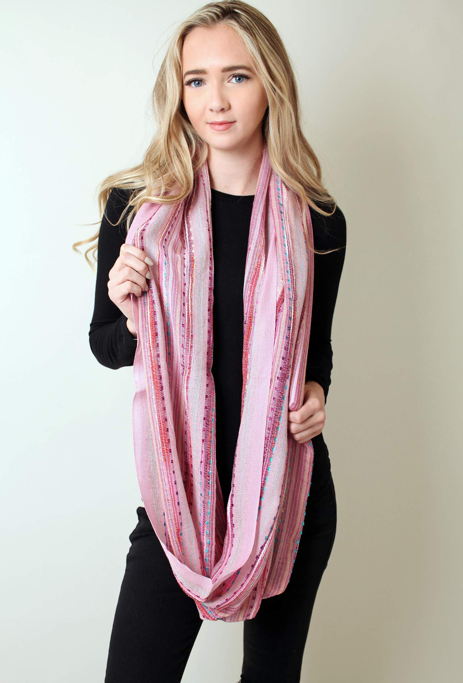Anika Dali Women's Shimmer Sparkle Infinity Scarf- Festival Boho Bliss Fashion Scarf (Blush Pink)