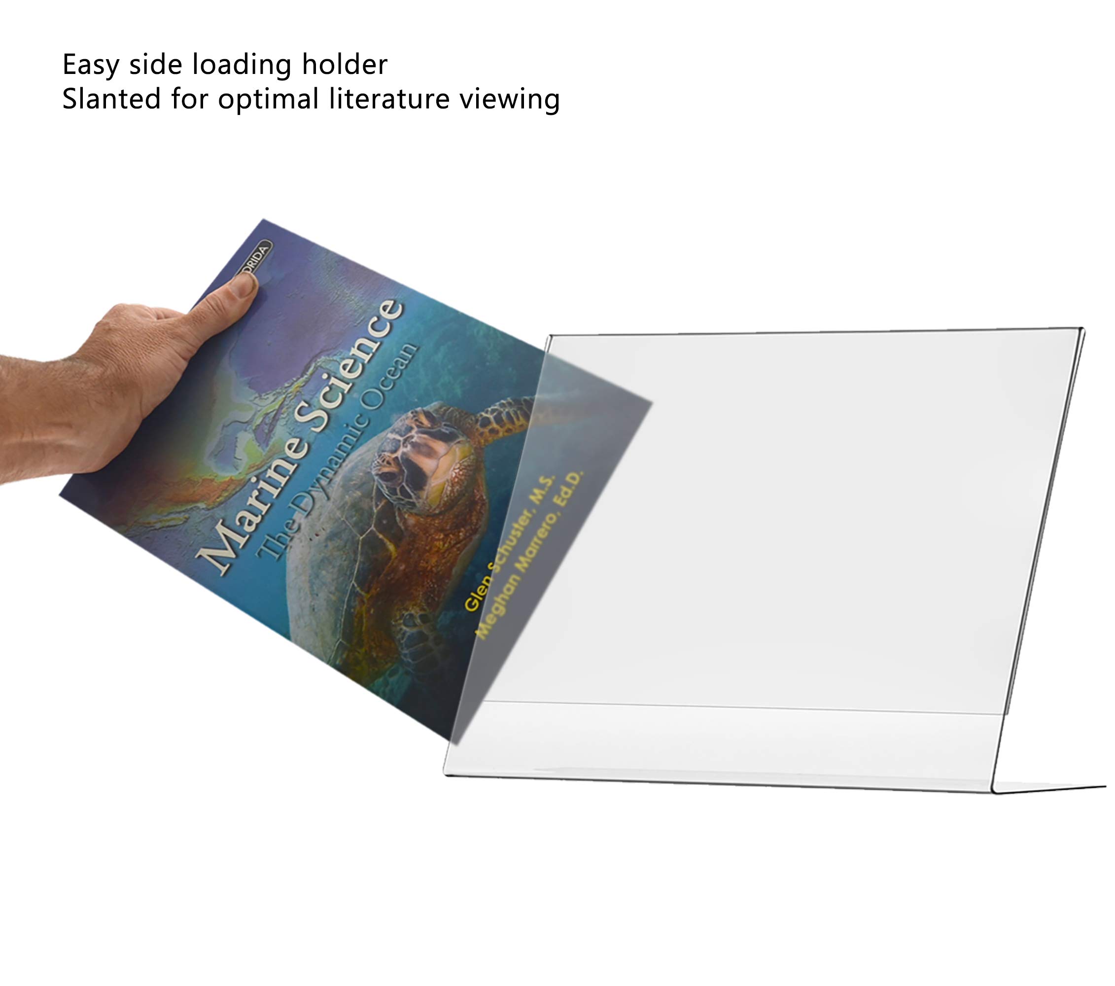 Marketing Holders 5 Pack Large Store Sign Holder 14" x 11" Horizontal Frame Advertisement Flyer Notice Display Counter Side Load Slant Back