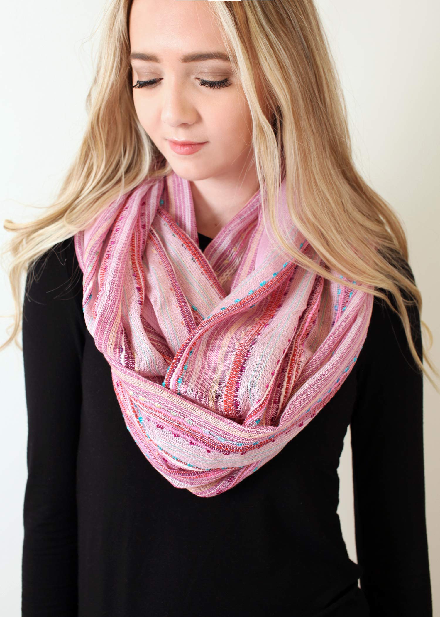 Anika Dali Women's Shimmer Sparkle Infinity Scarf- Festival Boho Bliss Fashion Scarf (Blush Pink)