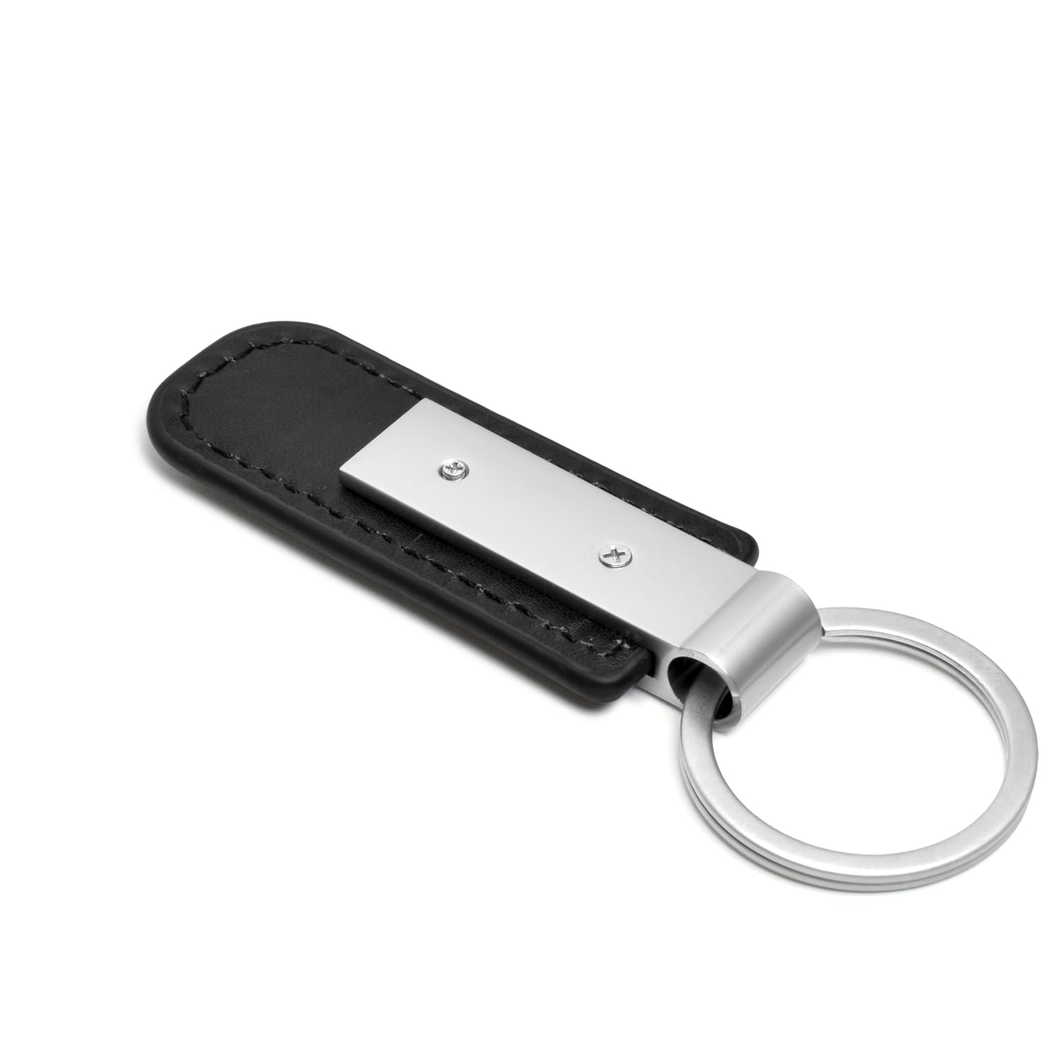 iPick Image for Honda Pilot Silver Metal Plate Black PU Leather Strap Key Chain Keychain, Official Licensed