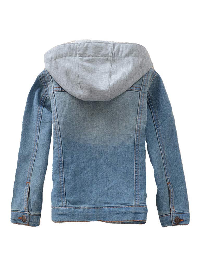 Mallimoda Kids Boys Girls Hooded Denim Jacket Zipper Coat Outerwear Style 2 Blue13-14 Years