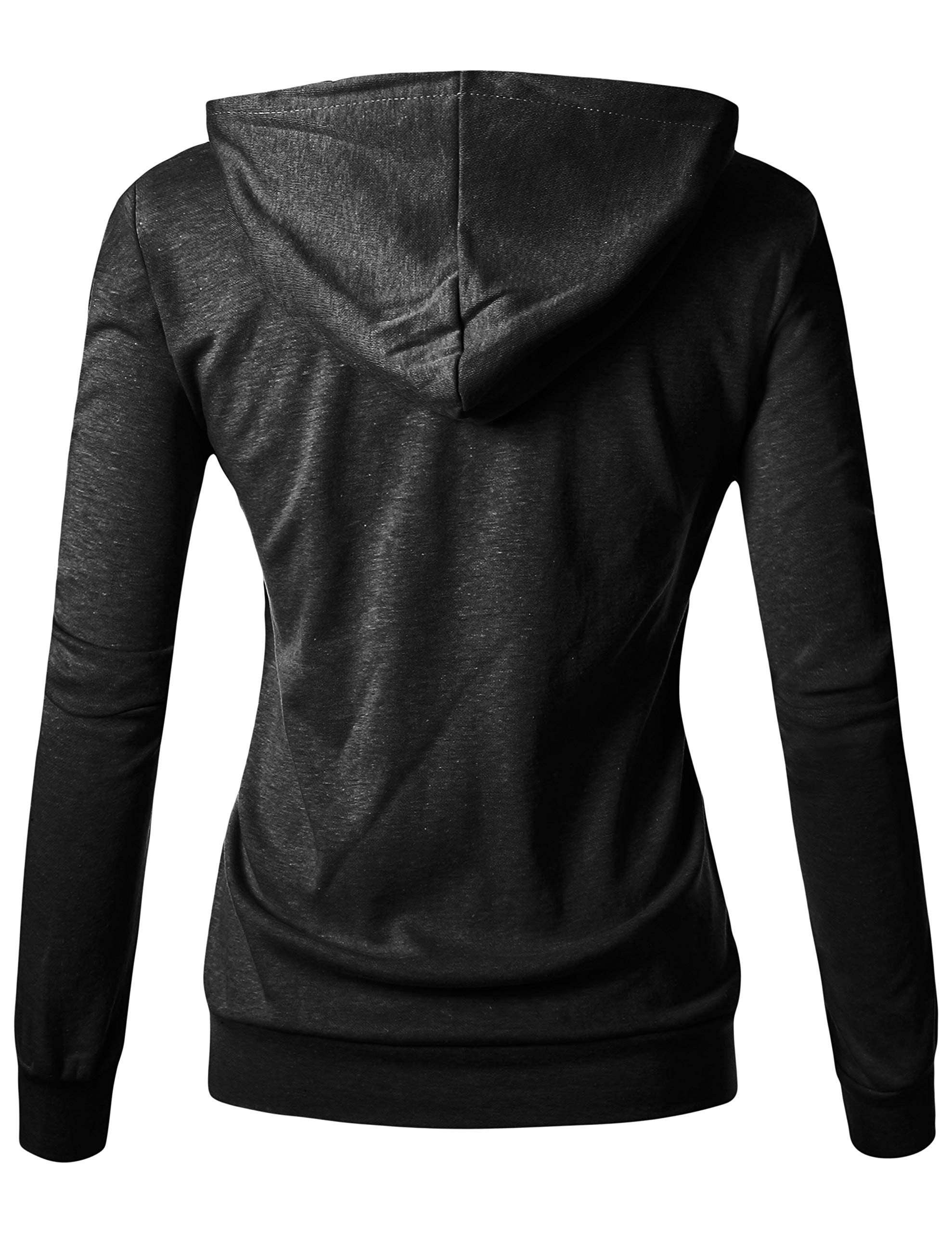 GIVON Basic Lightweight Zip Up Hoodie Long Sleeve Thin Hooded Jacket for Women with Plus Size / DCF200-CHARCOAL-M