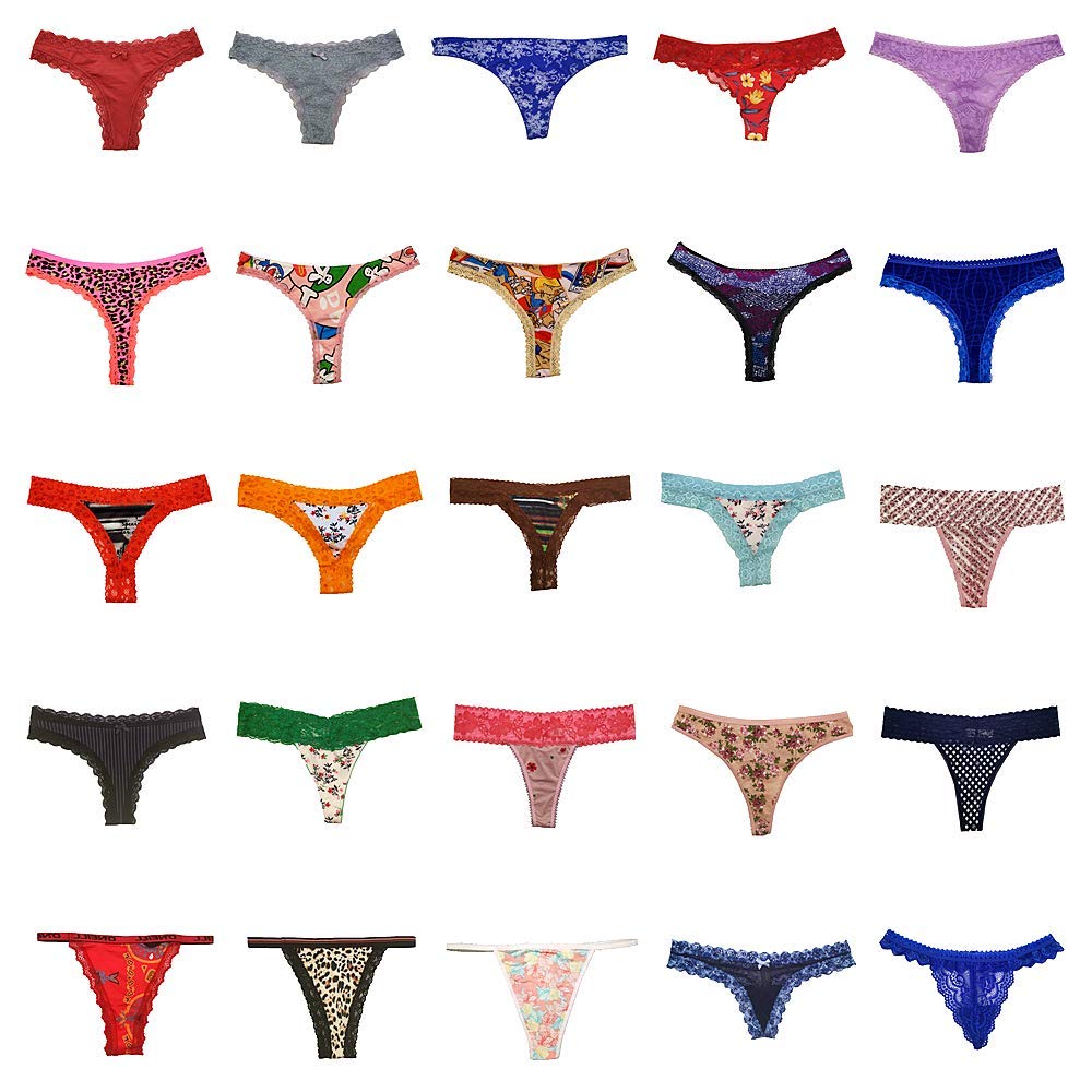 Dircho Women Underwear Variety of Panties Thong G-string T-back Tanga Pack of 10&20 (10 Pcs, Large)