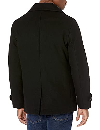 Amazon Essentials Men's Double-Breasted Heavyweight Wool Blend Peacoat, Black, XX-Large