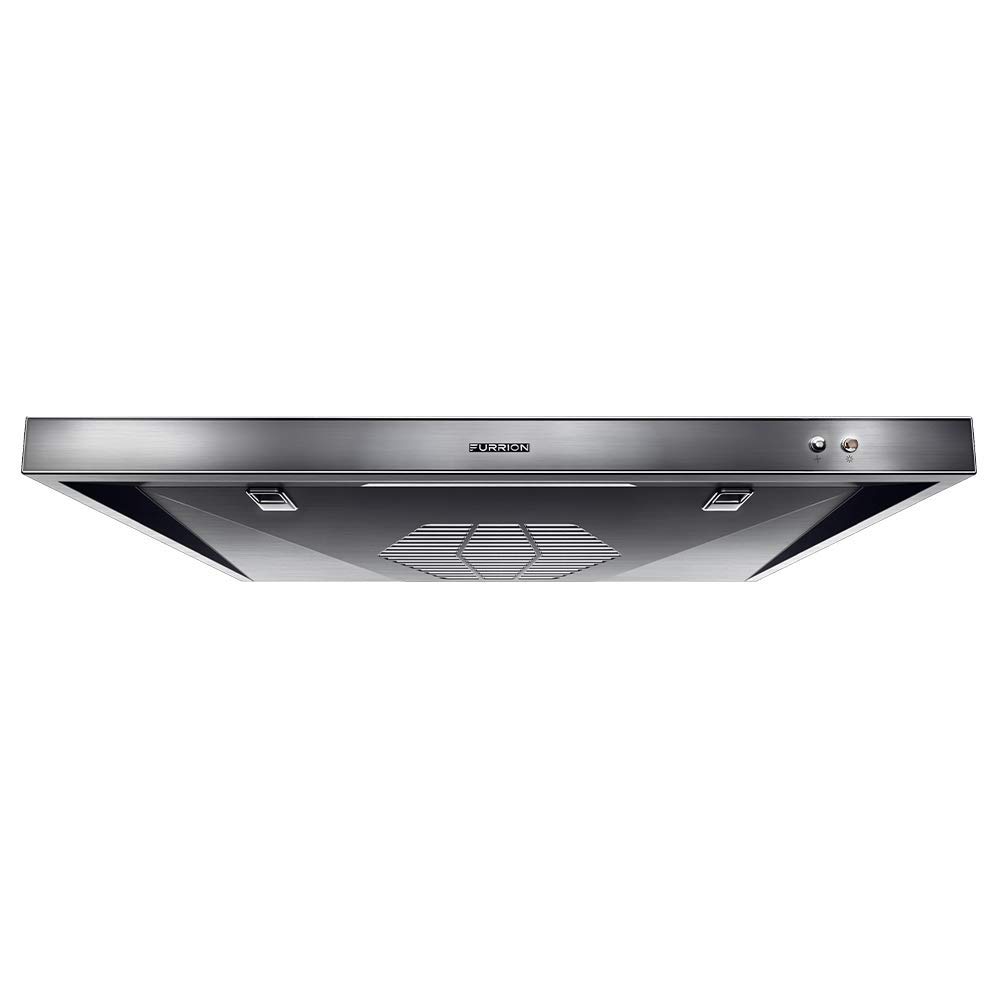 Furrion 12V RV Under-Cabinet Ducted Range Hood with Replaceable Charcoal Filter, LED Light, Exhaust Fan, VibrationSmart Technology & CSA Certification (Stainless Steel) - FHO23SACR-SS