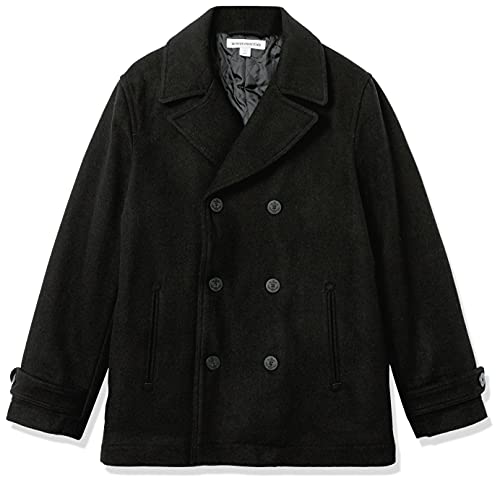 Amazon Essentials Men's Double-Breasted Heavyweight Wool Blend Peacoat, Black, XX-Large