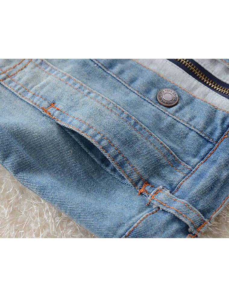 Mallimoda Kids Boys Girls Hooded Denim Jacket Zipper Coat Outerwear Style 2 Blue13-14 Years