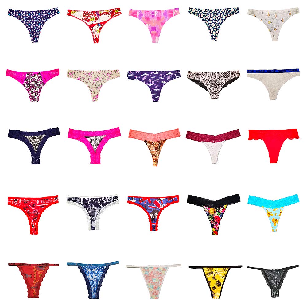 Dircho Women Underwear Variety of Panties Thong G-string T-back Tanga Pack of 10&20 (10 Pcs, Large)