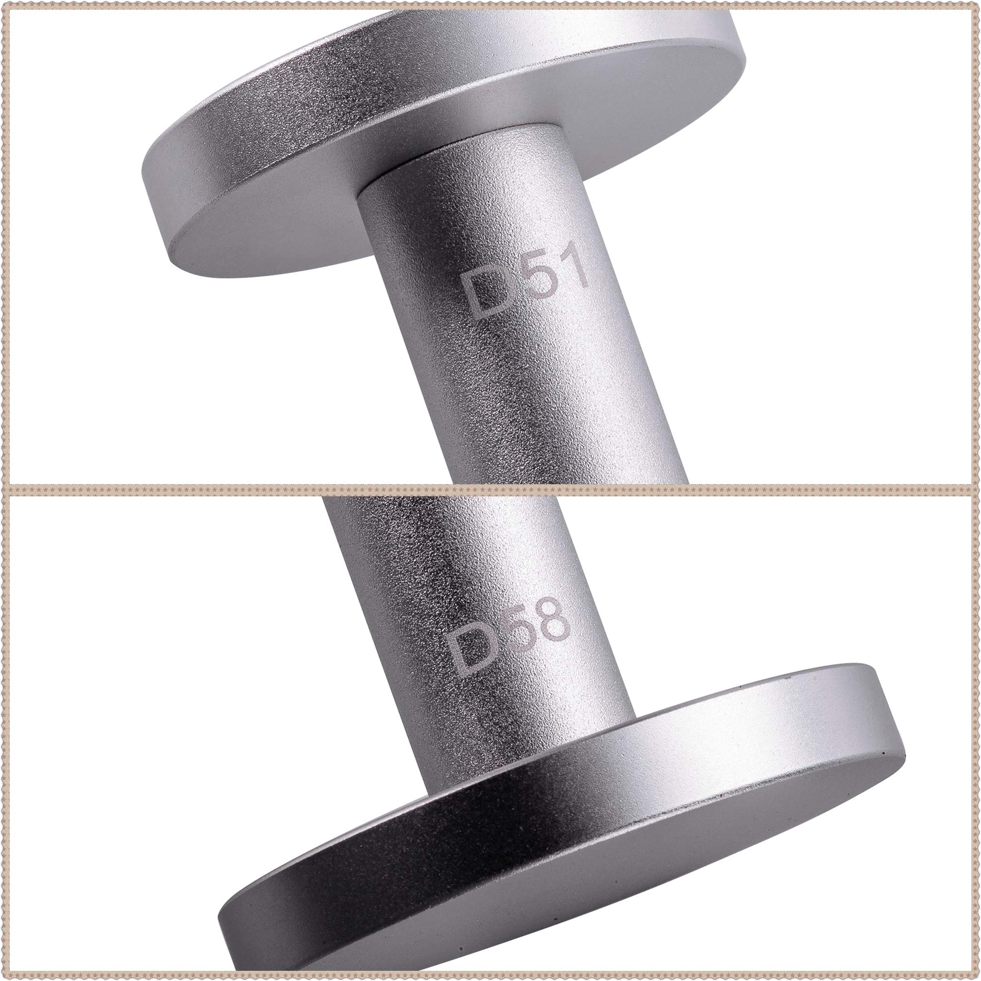 MMtong Coffee Tamper, Espresso Tamper Set 51/58mm for Espresso Barista,Aluminum Tamper Press plus Free 5oz/150ml Milk Frothing Pitcher with Art Pen, Silver