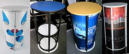 Portable Display Case 41.7" Round Portable Aluminum Spiral Tower Display Portable Trade Show Counter with Twist and Fold Design- Stand Only (White)