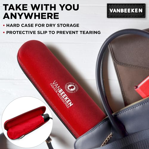 VAN BEEKEN Automatic Open and Close Umbrella, Red, for Men and Women