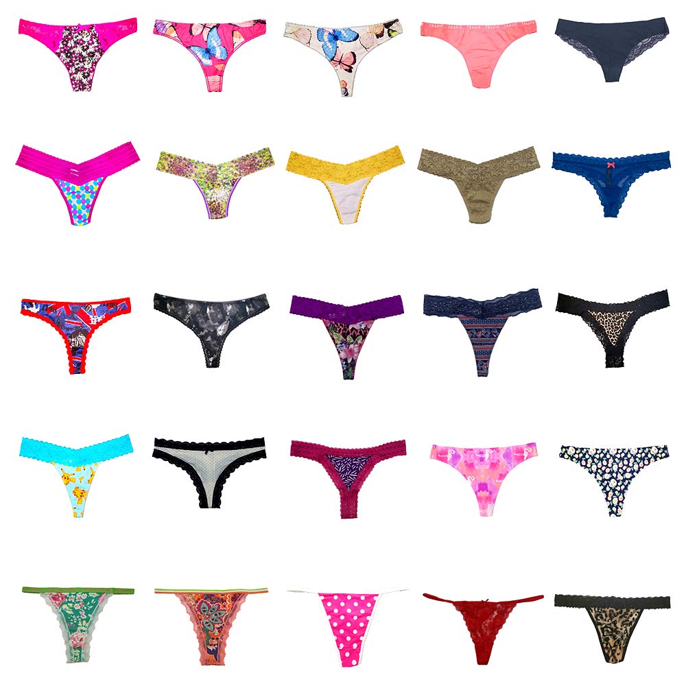 Dircho Women Underwear Variety of Panties Thong G-string T-back Tanga Pack of 10&20 (10 Pcs, Large)