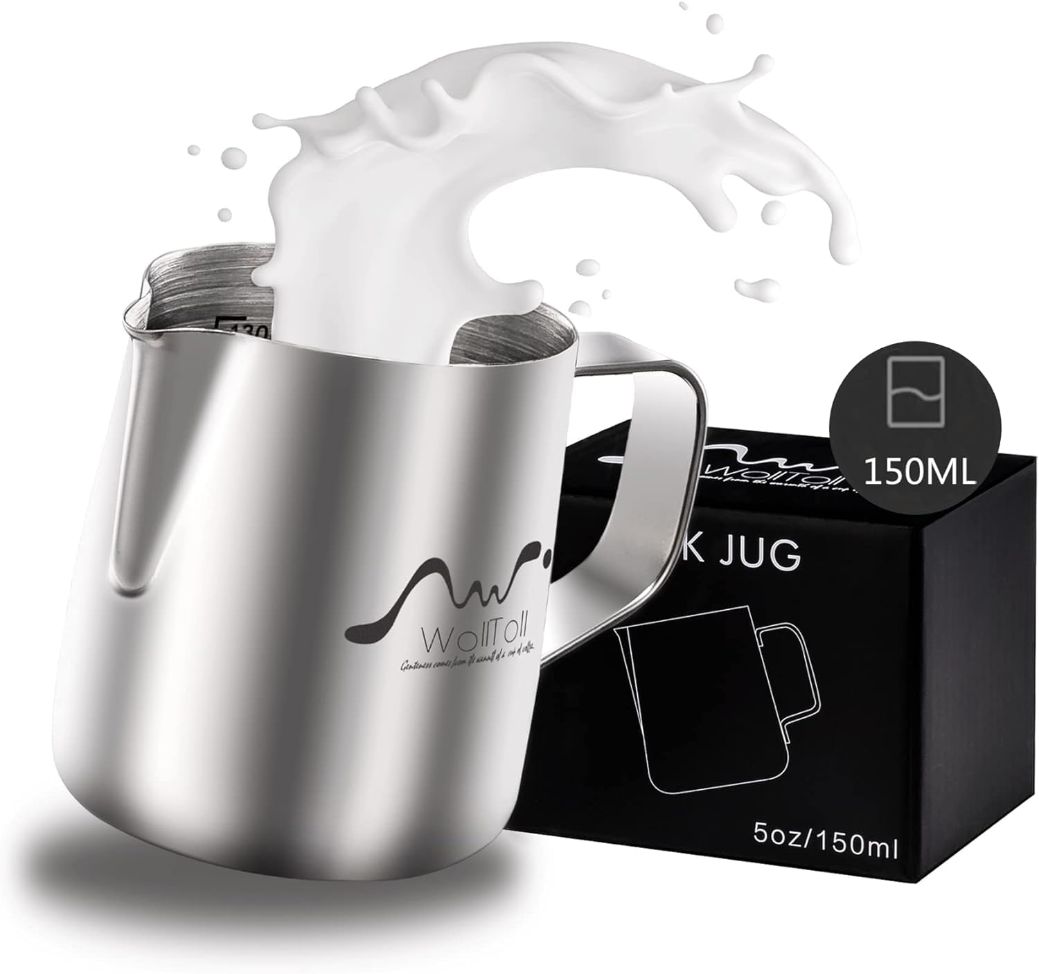 MMtong Coffee Tamper, Espresso Tamper Set 51/58mm for Espresso Barista,Aluminum Tamper Press plus Free 5oz/150ml Milk Frothing Pitcher with Art Pen, Silver
