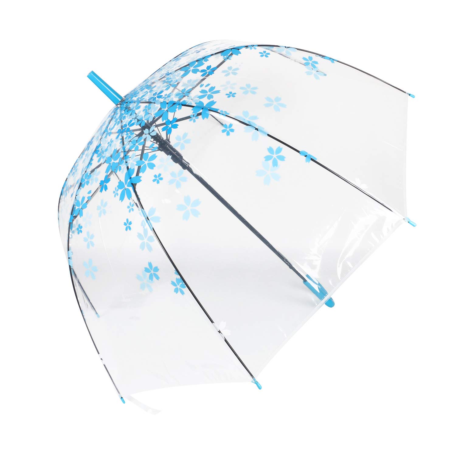 ThreeH Clear Cherry Umbrella Auto Open Transparent Windproof for Kids or Outdoor Weddings 32 Inches Diameter,KS11 Blue