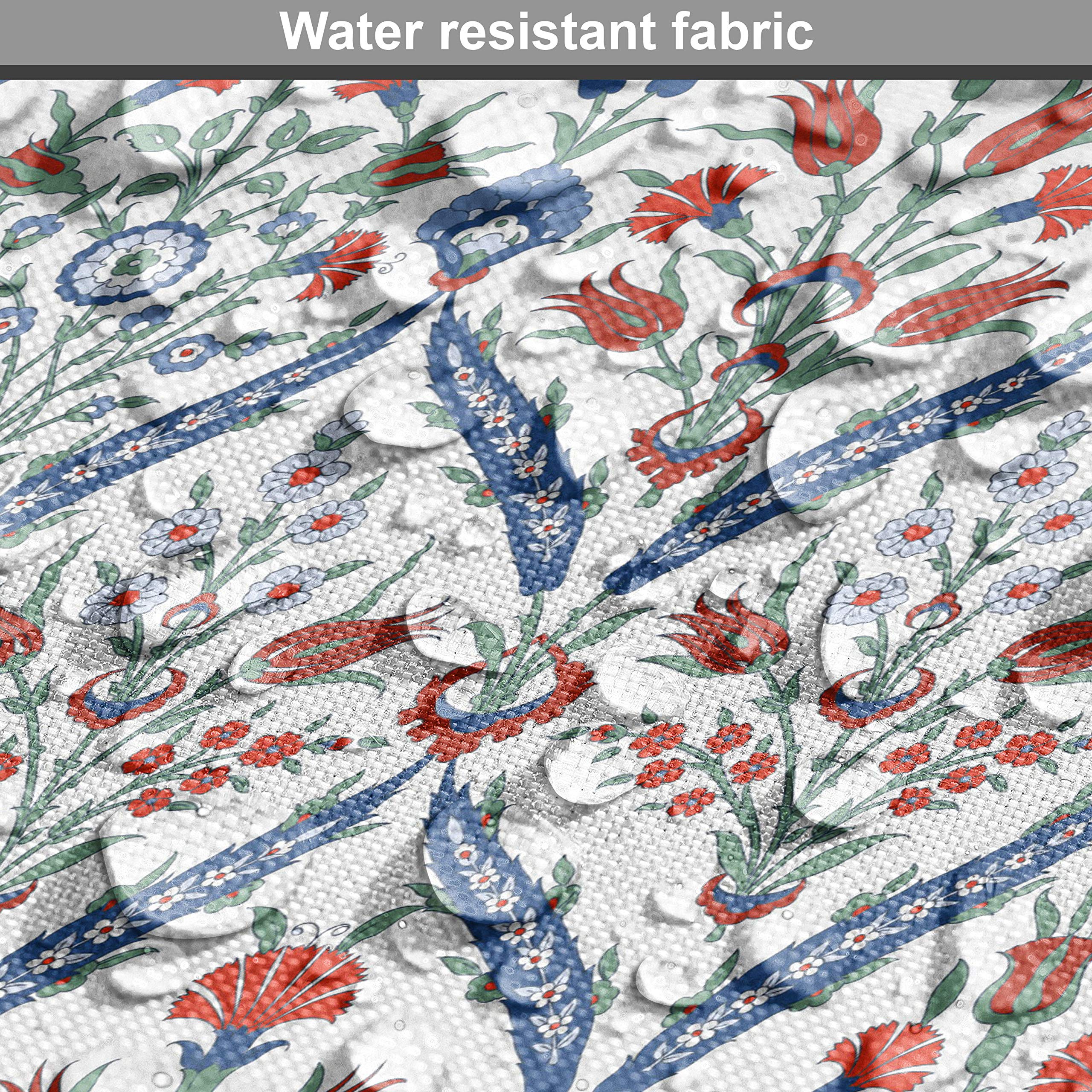Ambesonne Ottoman Fabric by The Yard, Turkish Traditional Ceramic Tulip Patterns with Cultural Ottoman Royal Lines Design, Decorative Fabric for Upholstery and Home Accents, 1 Yard, Dark Coral