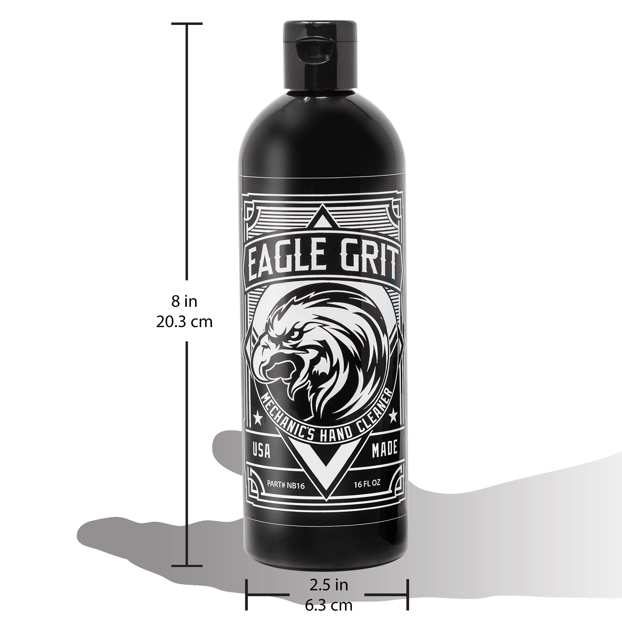 Eagle Grit Heavy Duty Industrial Hand Cleaner for Auto Mechanics - Clean Grease, Dirt, Oil, Paint and More - Eco-Friendly Moisturizing Silica Formula - (16 Oz Bottle) - 3 Pack - Perfect Mechanic Soap