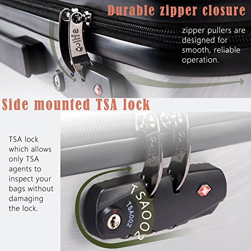 Coolife Luggage Expandable(only 28") Suitcase PC+ABS with TSA Lock Spinner 20in 24in 28in (navy, S(20in_carry on))