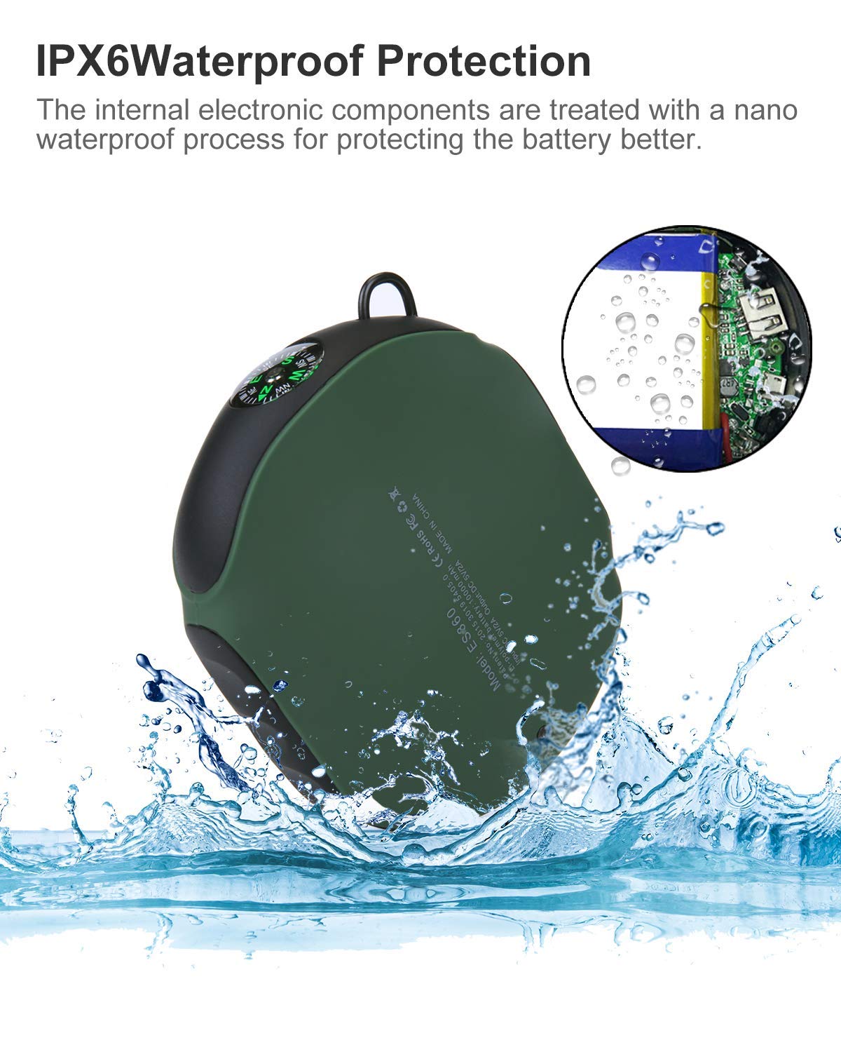 ABFOCE Waterproof Portable Charger 10000mAh Outdoor Power Bank One of The Smallest and Lightest Battery Pack LED Compass High-Speed ​​Charge Compatible for iPhone Android Samsung-Green