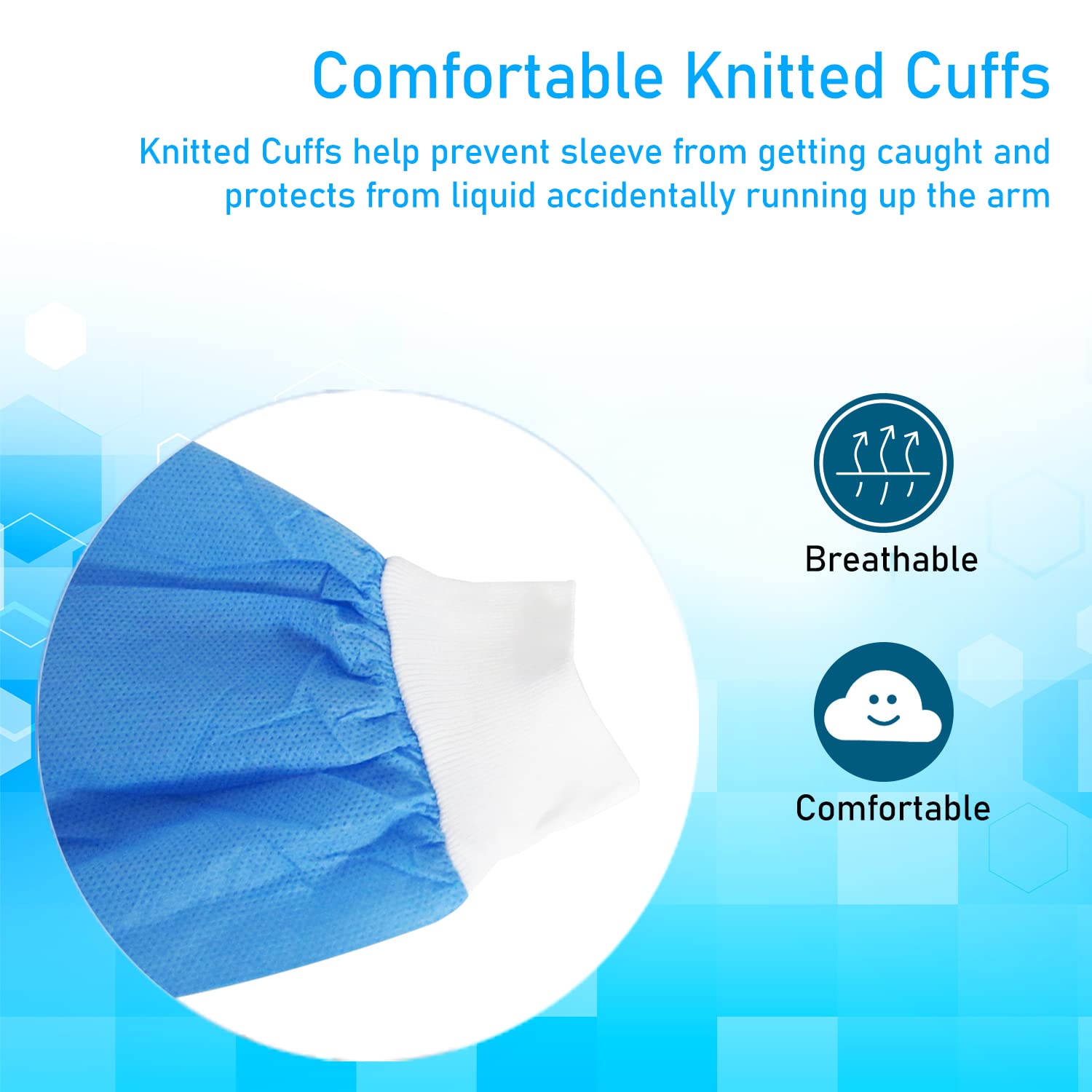 EOM Disposable Lab Coats - Lab Coats for Men and Women - Knee Length Lab Coat with Knit Cuffs and Collar - Medical Lab Jacket for Adults - Pack of 10, (Large Size)