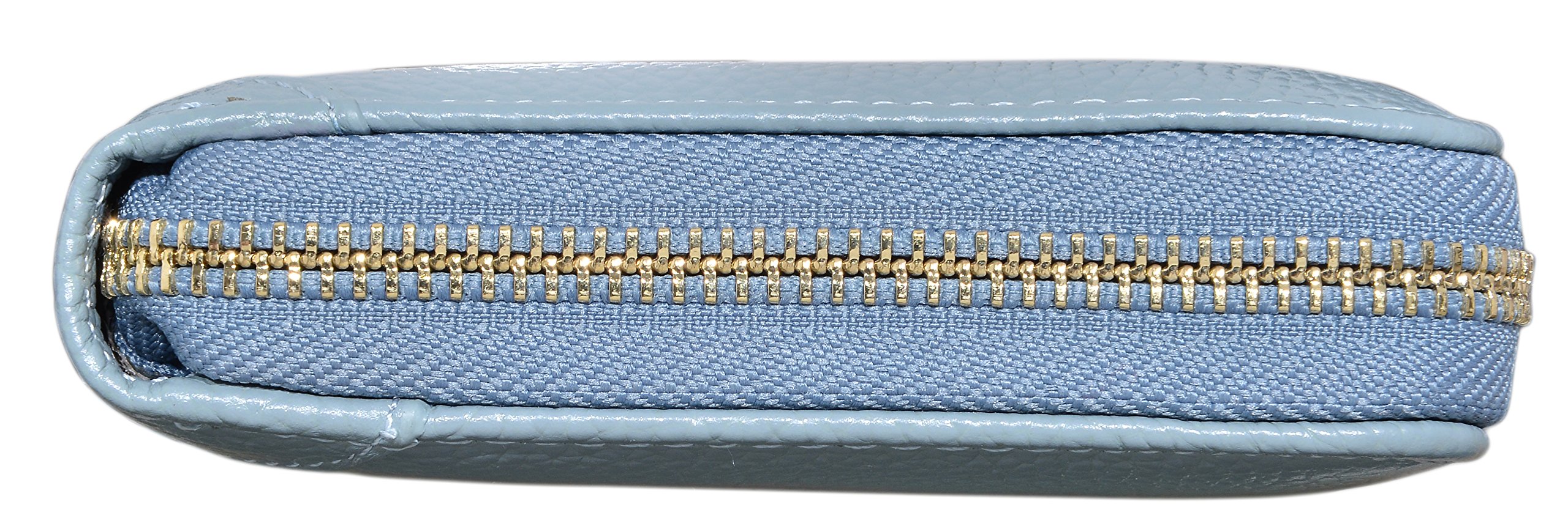 Easyoulife Credit Card Holder Wallet Womens Zipper Leather Case Purse RFID Blocking (Light Blue)