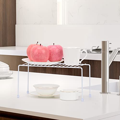 Mini Kitchen Shelves,Cabinet Storage Shelf Rack, Cabinet Organization ,Kitchen Bathroom Pantry Cupboard Desk Home Office, Fridge, Cabinet, Bathroom Cupboard, Non-Slip Plastic Feet (White Set of 3)