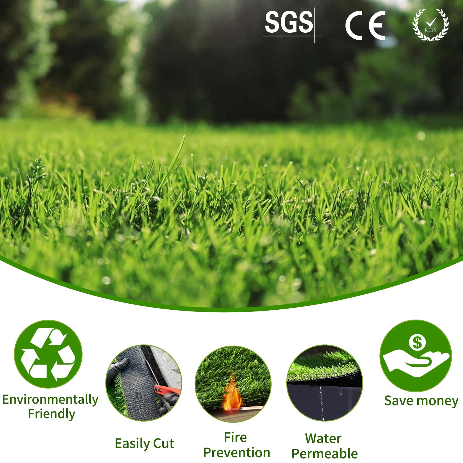 SunVilla Artificial Grass Rug Indoor Outdoor, 13ft x 25ft (325 Square FT) Realistic Thick Synthetic Fake Grass Mat for Dogs, Garden Lawn Landscape Patio Grass
